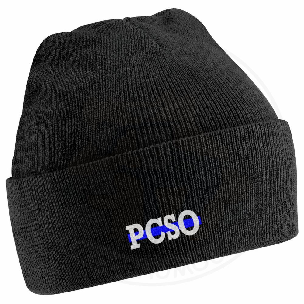 Correctional Officer Hats POLICE Beanie Hat In Black - Warm Woolly Hat ...